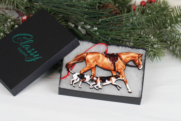 Chestnut Fox Hunter Horse and Hounds Field Hunter Ornament - Classy Equine
