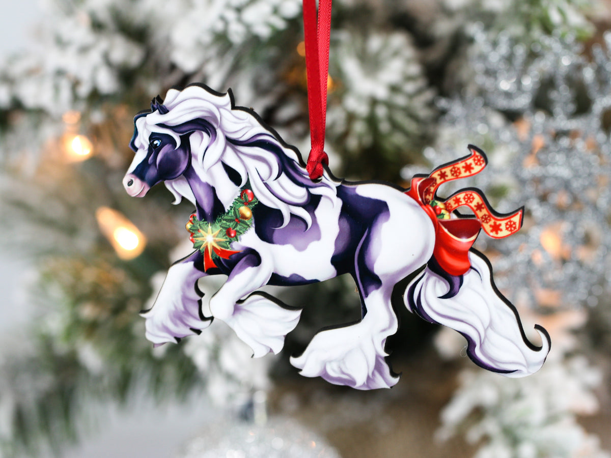 Gypsy Vanner Horse Christmas Ornament - Cantering Tobiano Gypsy Horse ...