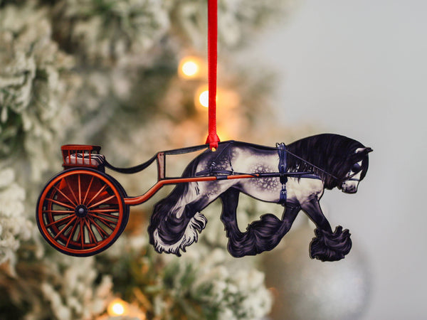 Gray Gypsy Cob Horse Carriage Christmas Ornament - Perfect Holiday Gif ...